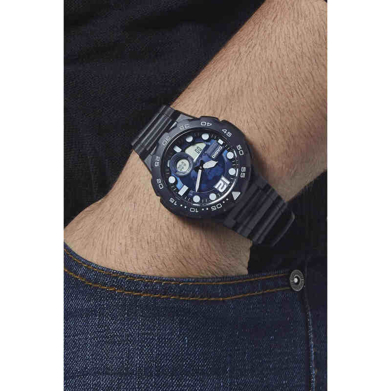 Casio AEQ-100W-2AV Men’s Analog-Digital Watch with Black Resin Band ...