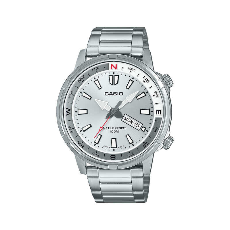 Casio Men Analog Watch MTD-130D-7AV Silver Stainless Steel Strap ...